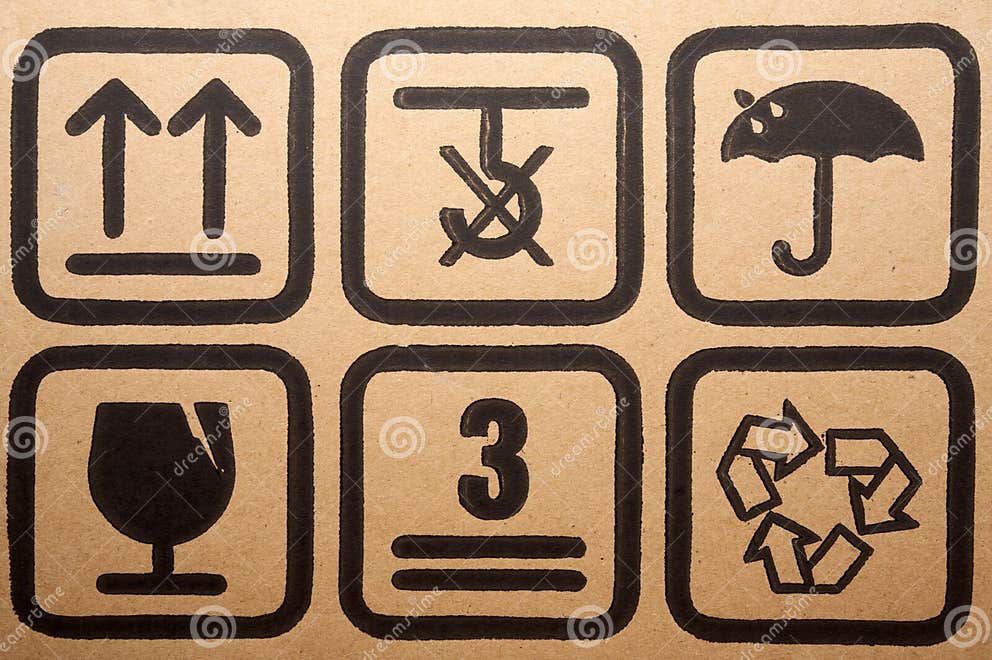 Cardboard box symbols stock image. Image of label, icon - 13146033