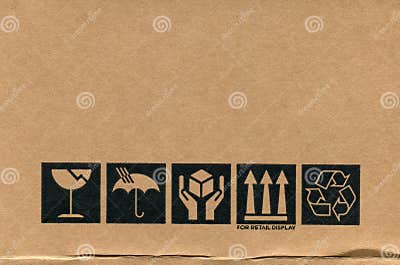 Cardboard box symbols stock image. Image of package, label - 16038489