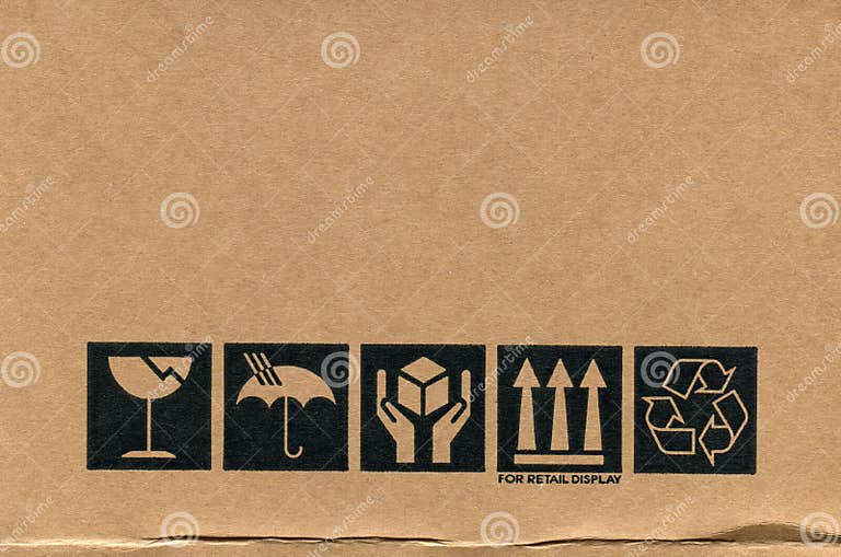 Cardboard box symbols stock image. Image of package, label - 16038489