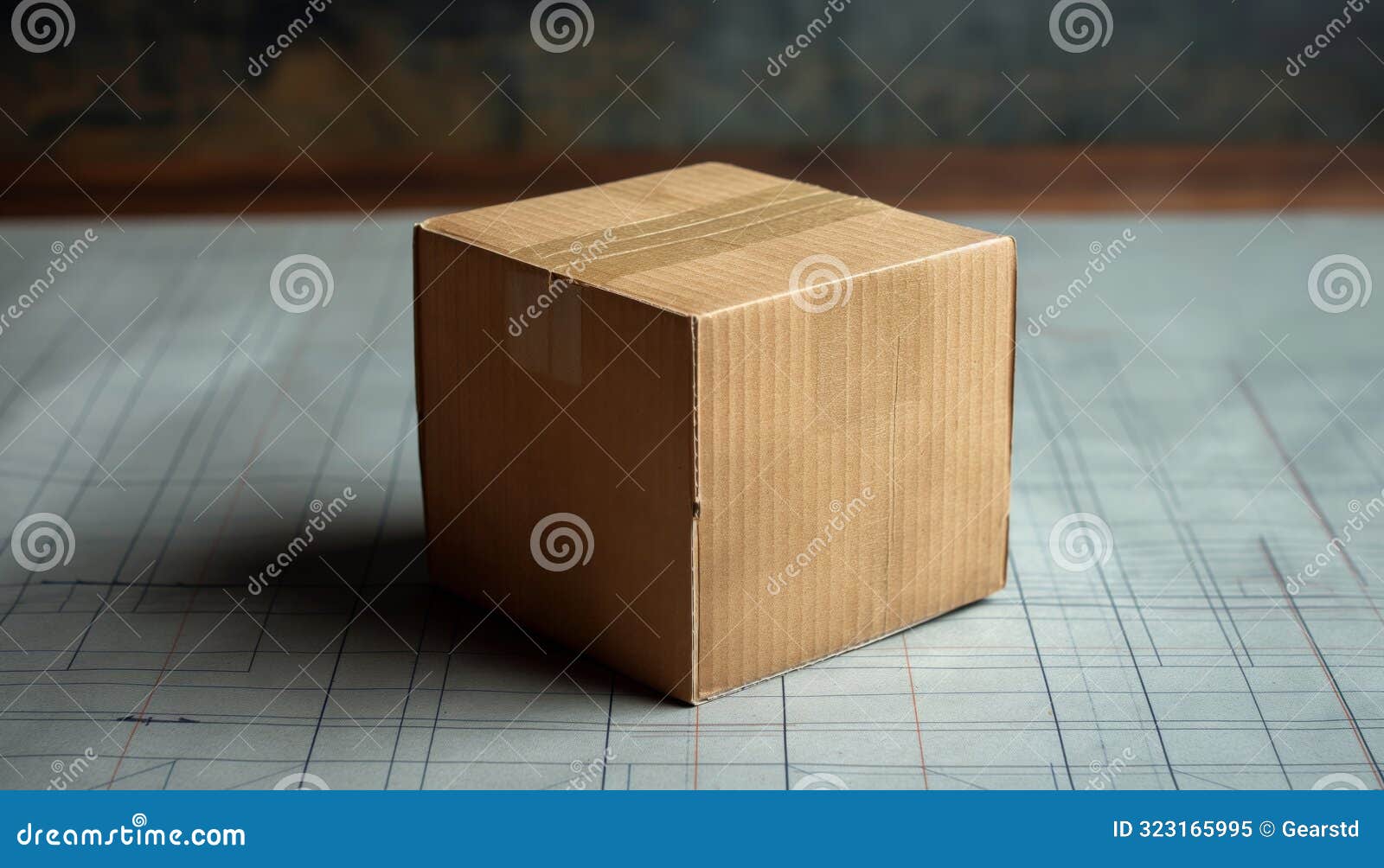 Cardboard Box on Technical Drawing Stock Image - Image of paper, mail ...