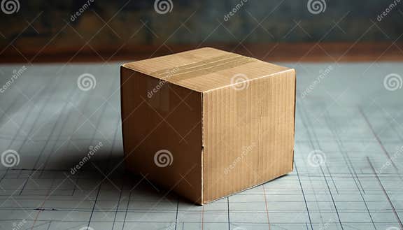 Cardboard Box on Technical Drawing Stock Image - Image of paper, mail ...