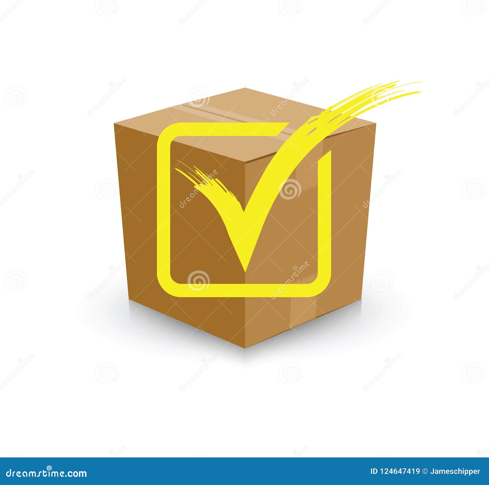 Cardboard Box Tick Box Cartoon Vector | CartoonDealer.com #124647419