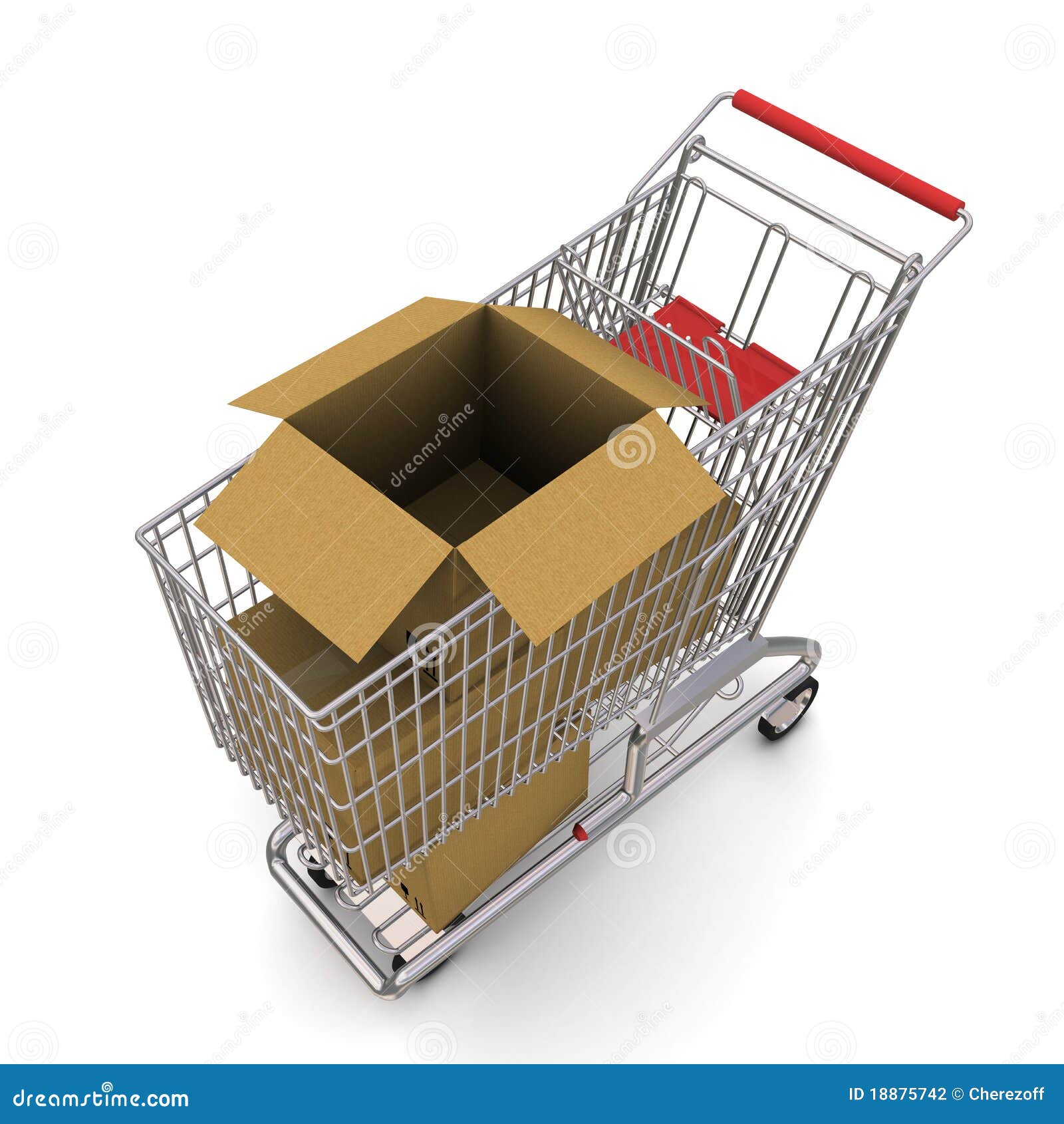 Cardboard Box in the Trolley Stock Illustration - Illustration of ...