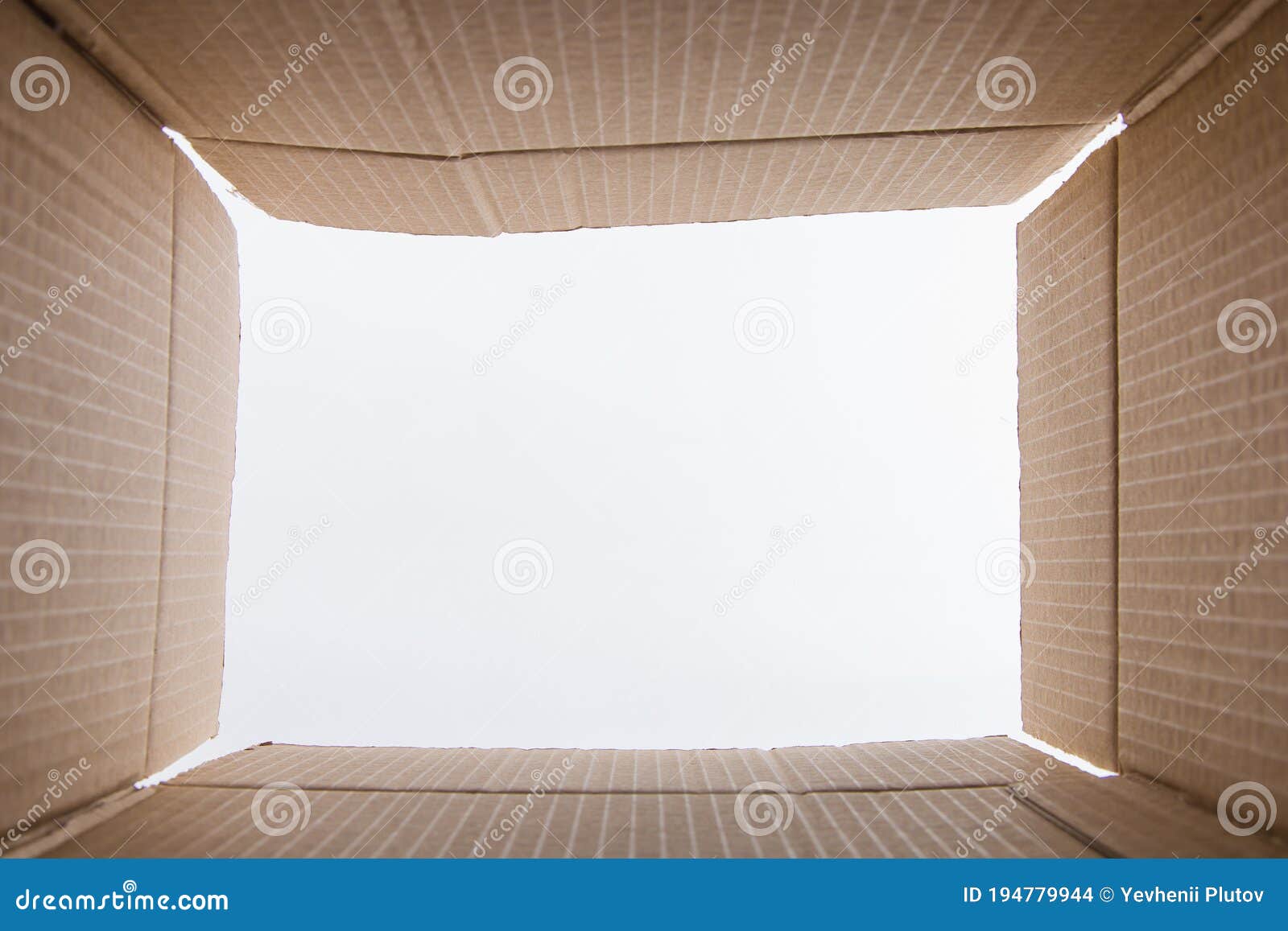 Cardboard Box View from the Inside, Brown Cardboard, on a White ...