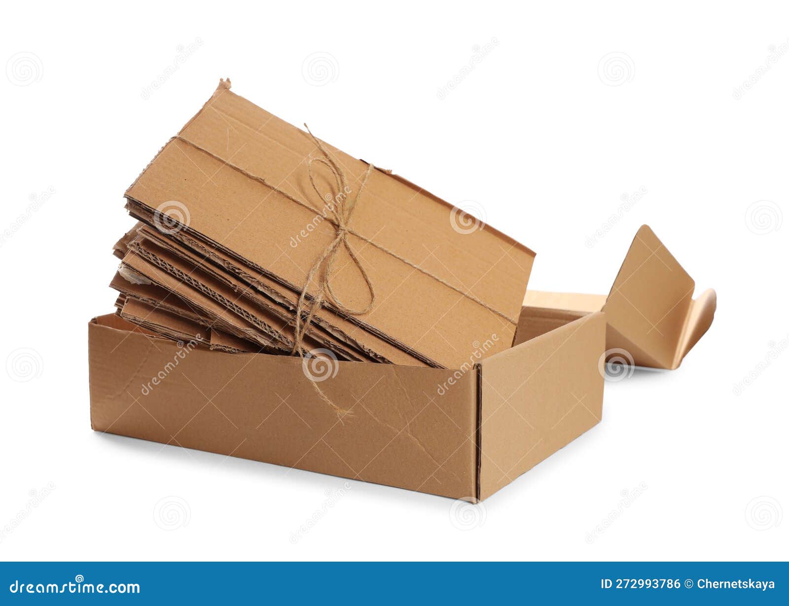 Cardboard Box with Waste Paper Isolated on White Stock Photo - Image of ...