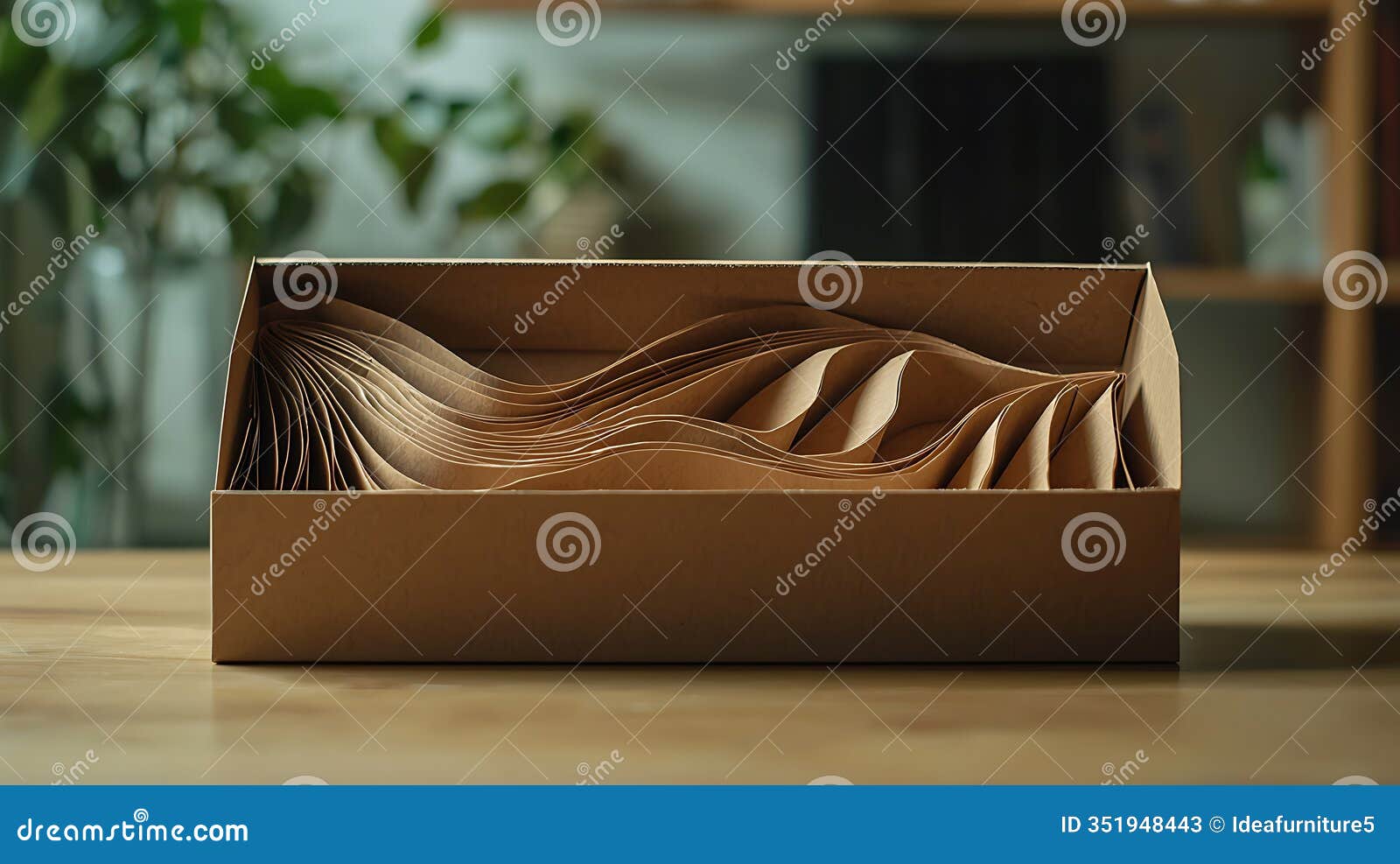 A Cardboard Box with a Wave Pattern on it Stock Image - Image of table ...