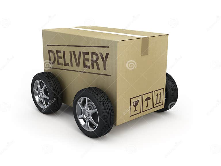 Cardboard box with wheels stock illustration. Illustration of extra ...