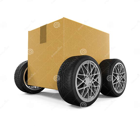 Cardboard Box on Wheels stock illustration. Illustration of fragile ...
