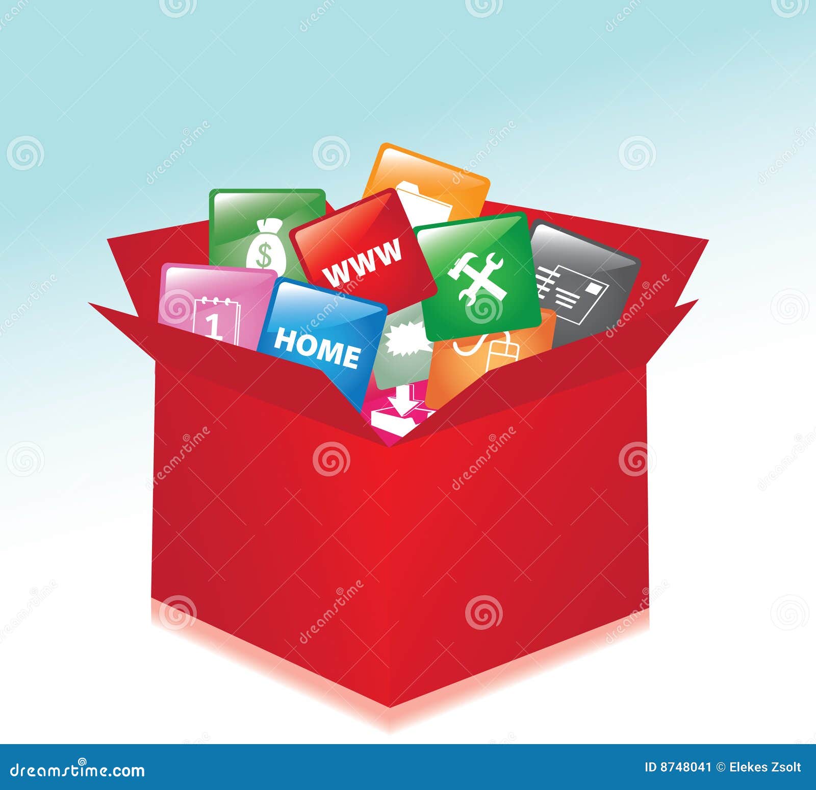 Cardboard Box Whit Web Buttons Stock Vector - Illustration of brown ...