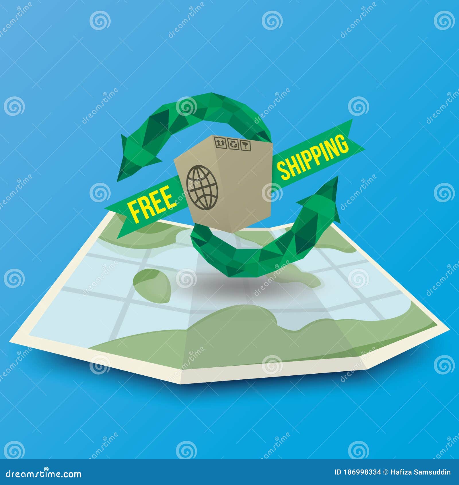 Cardboard Box with World Map. Vector Illustration Decorative Design ...