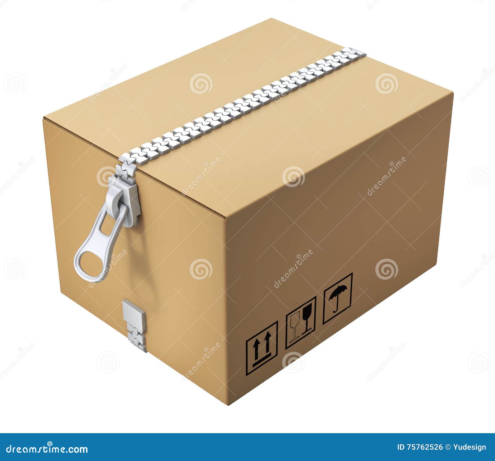 Cardboard Box with the Zipper Stock Illustration - Illustration of ...