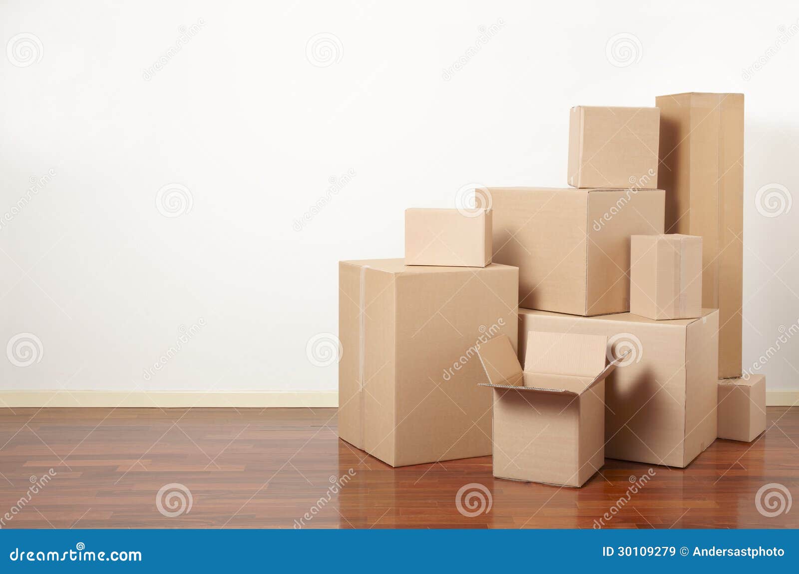 Cardboard Boxes in Apartment, Moving Day Stock Image - Image of pack ...