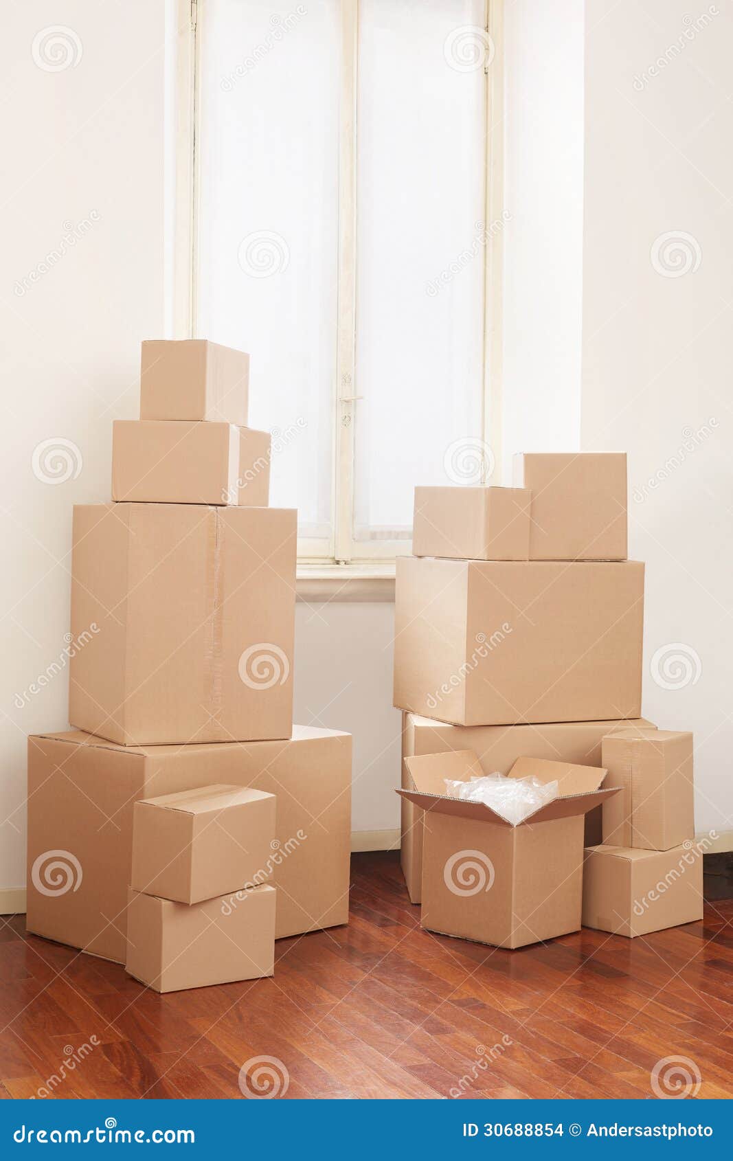 Cardboard Boxes in Apartment, Moving Day Stock Photo - Image of boxes ...
