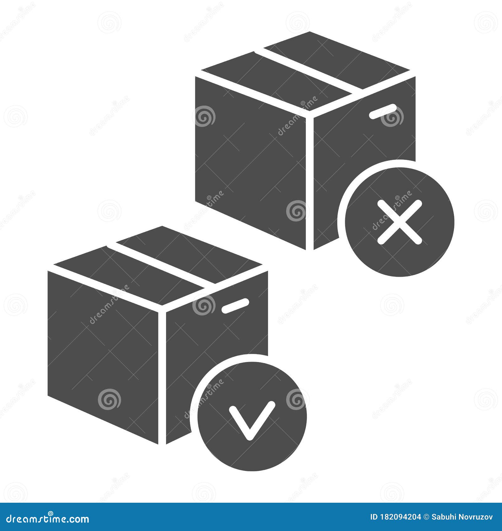 Cardboard Boxes Approved and Rejected Solid Icon, Logistic and Delivery ...