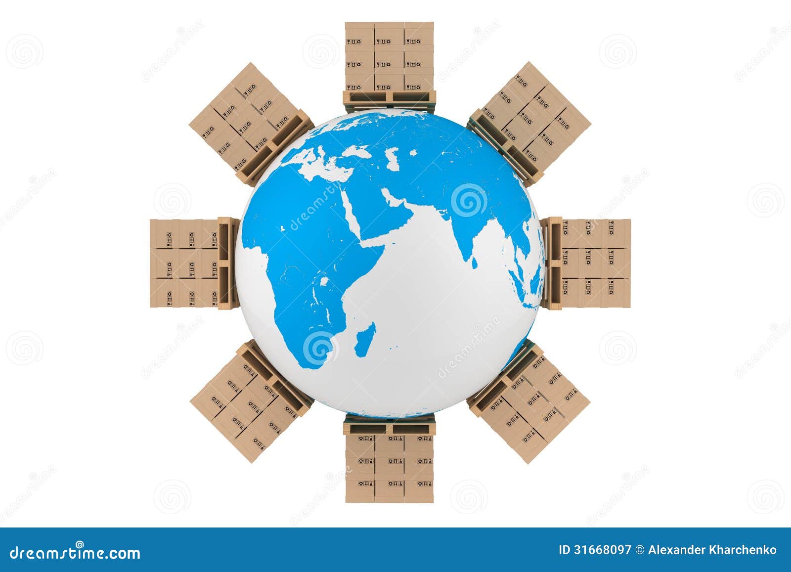 Cardboard Boxes Around the World Stock Illustration - Illustration of ...
