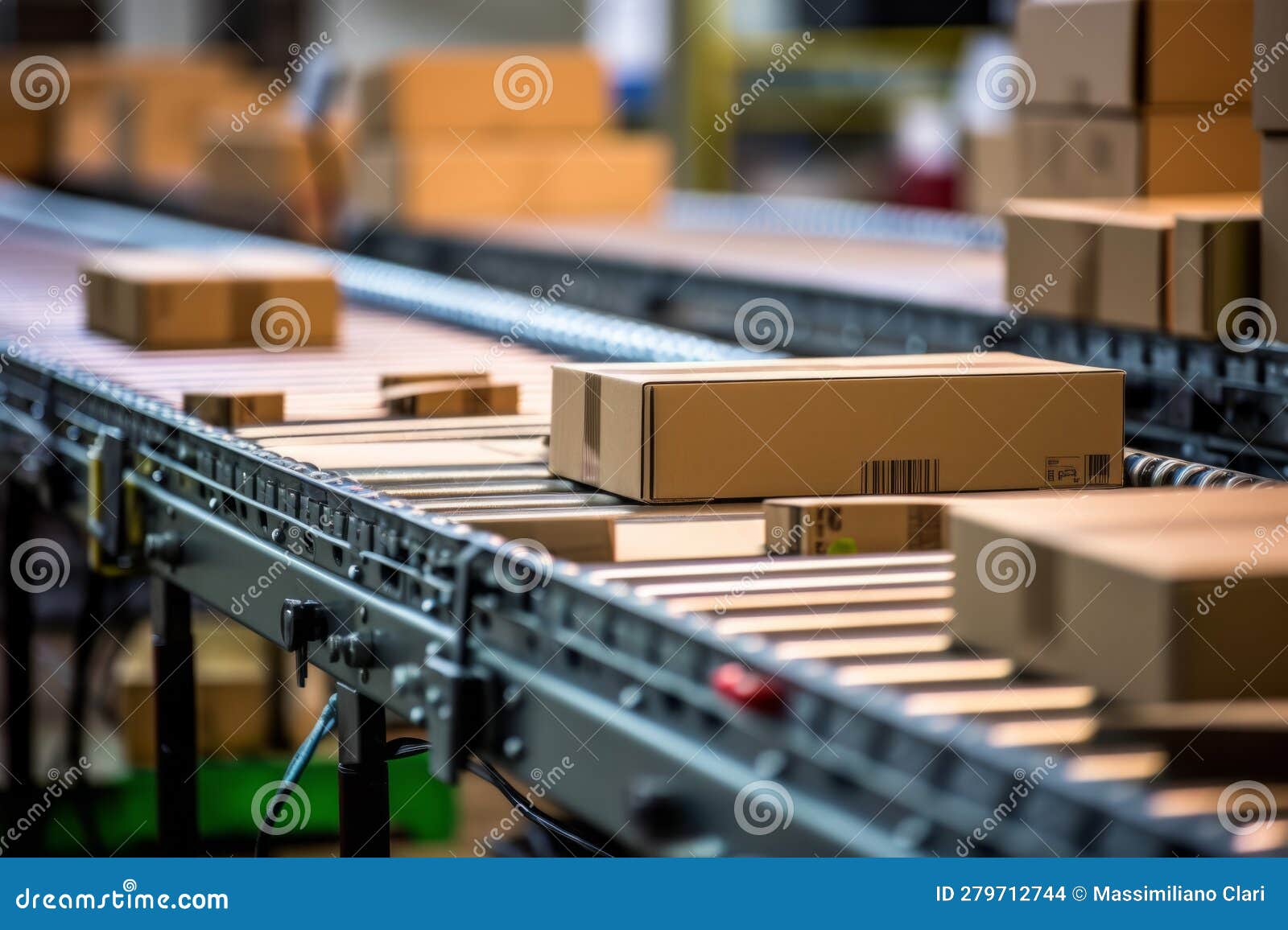 Conveyor Rollers With Different Types Of Packages Royalty-Free Stock ...