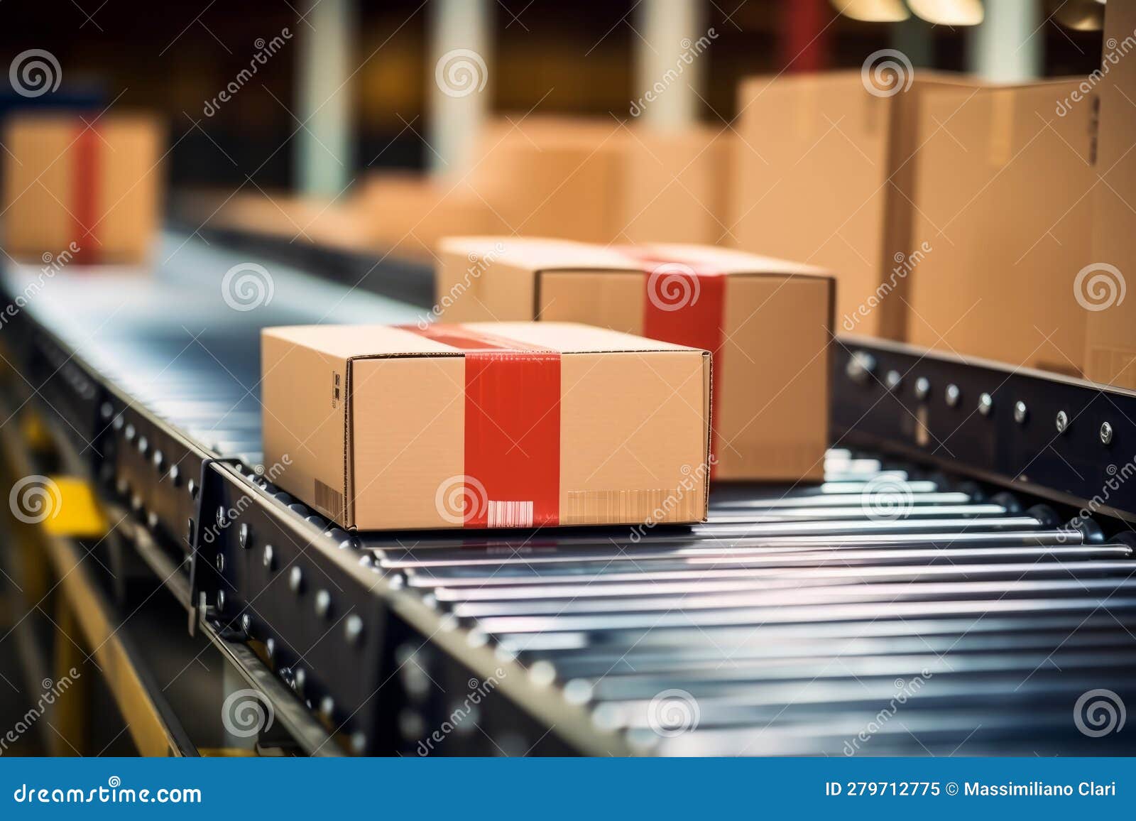 Conveyor Rollers With Different Types Of Packages Royalty-Free Stock ...