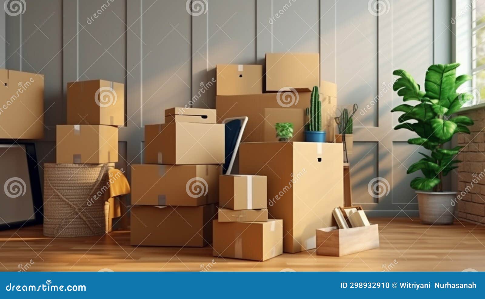 Cardboard Boxes and Cleaning Things for Moving into a New Home ...