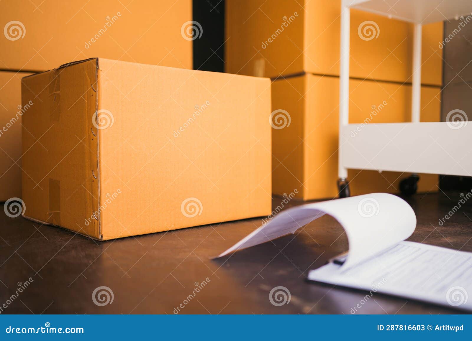 Cardboard Boxes with Clipboard Checklists are in the Truck Waiting for ...