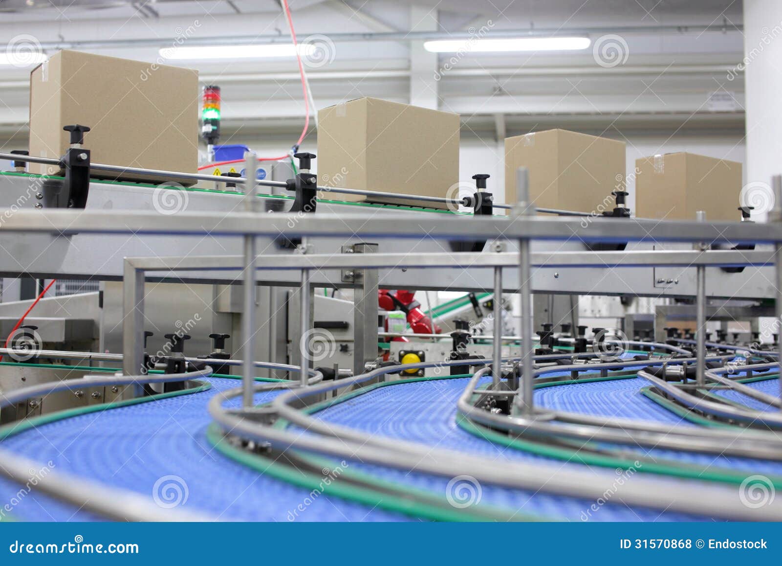 Cardboard Boxes on Conveyor Belt in Factory Stock Photo - Image of ...