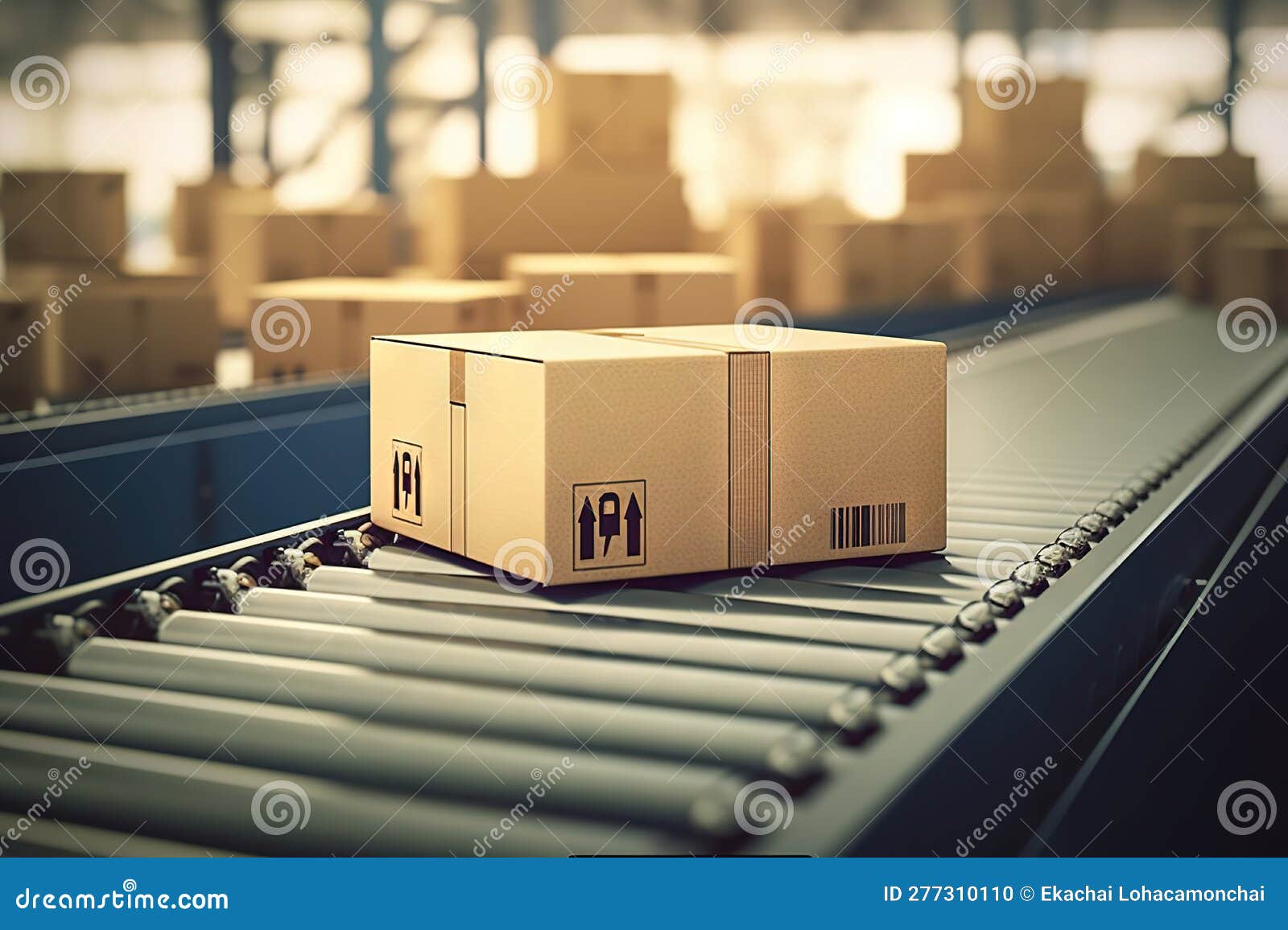 Conveyor Rollers With Different Types Of Packages Royalty-Free Stock ...