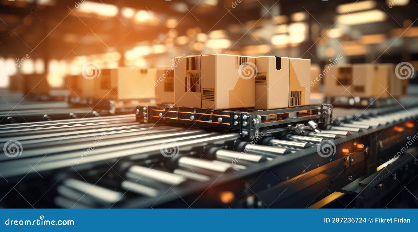 Conveyor Rollers With Different Types Of Packages Royalty-Free Stock ...