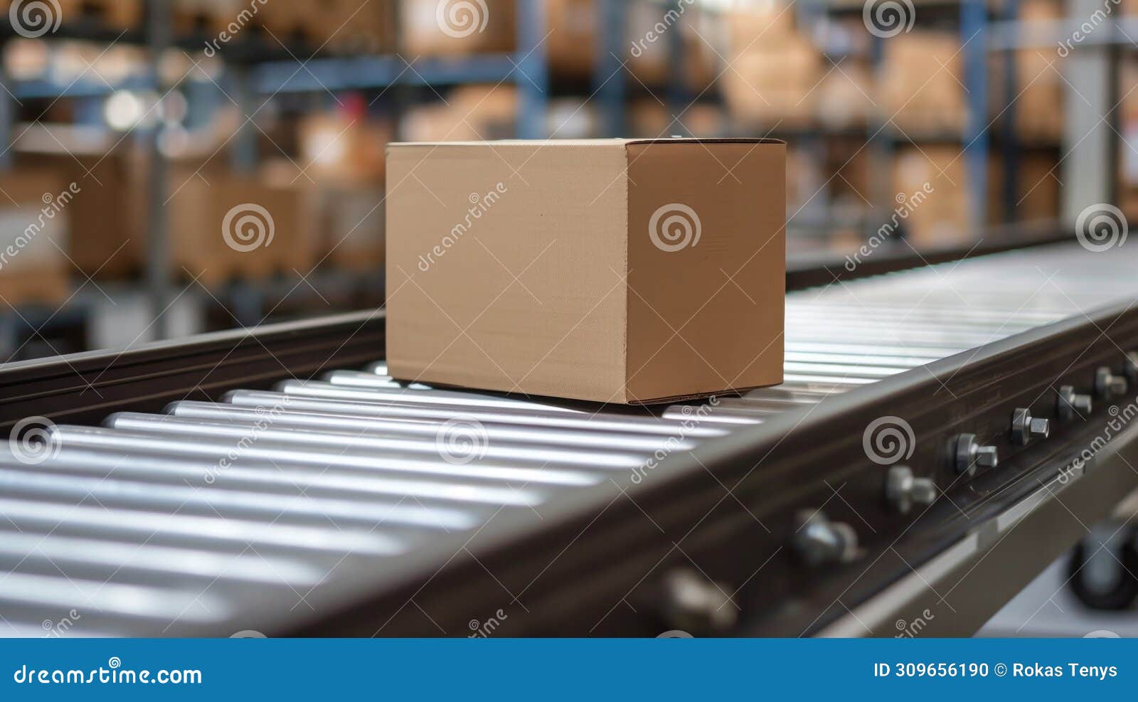 Cardboard Boxes on Conveyor Rollers Ready To Be Shipped by Courier for ...