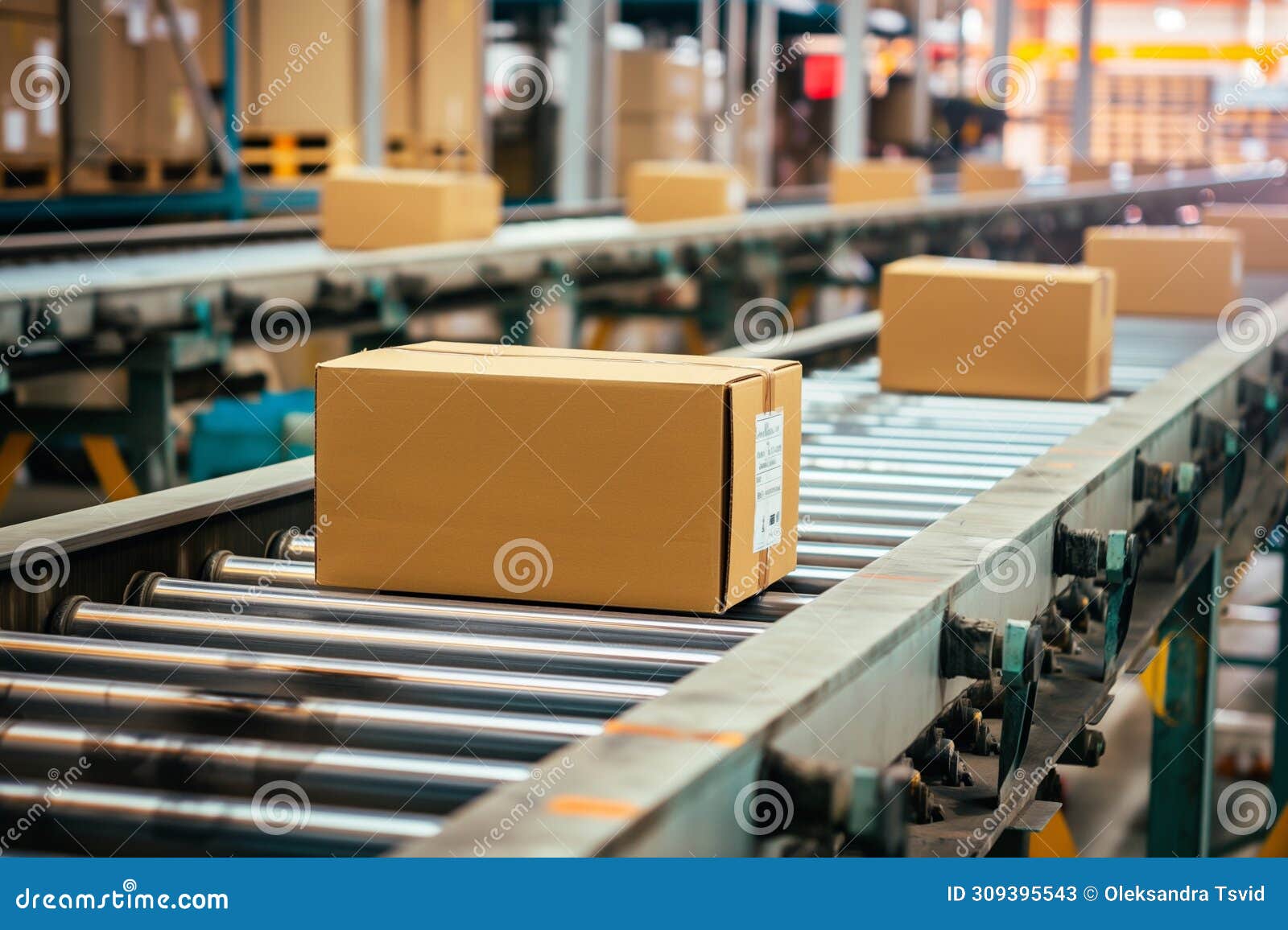 Cardboard Boxes on Conveyor Rollers Ready To Be Shipped for ...