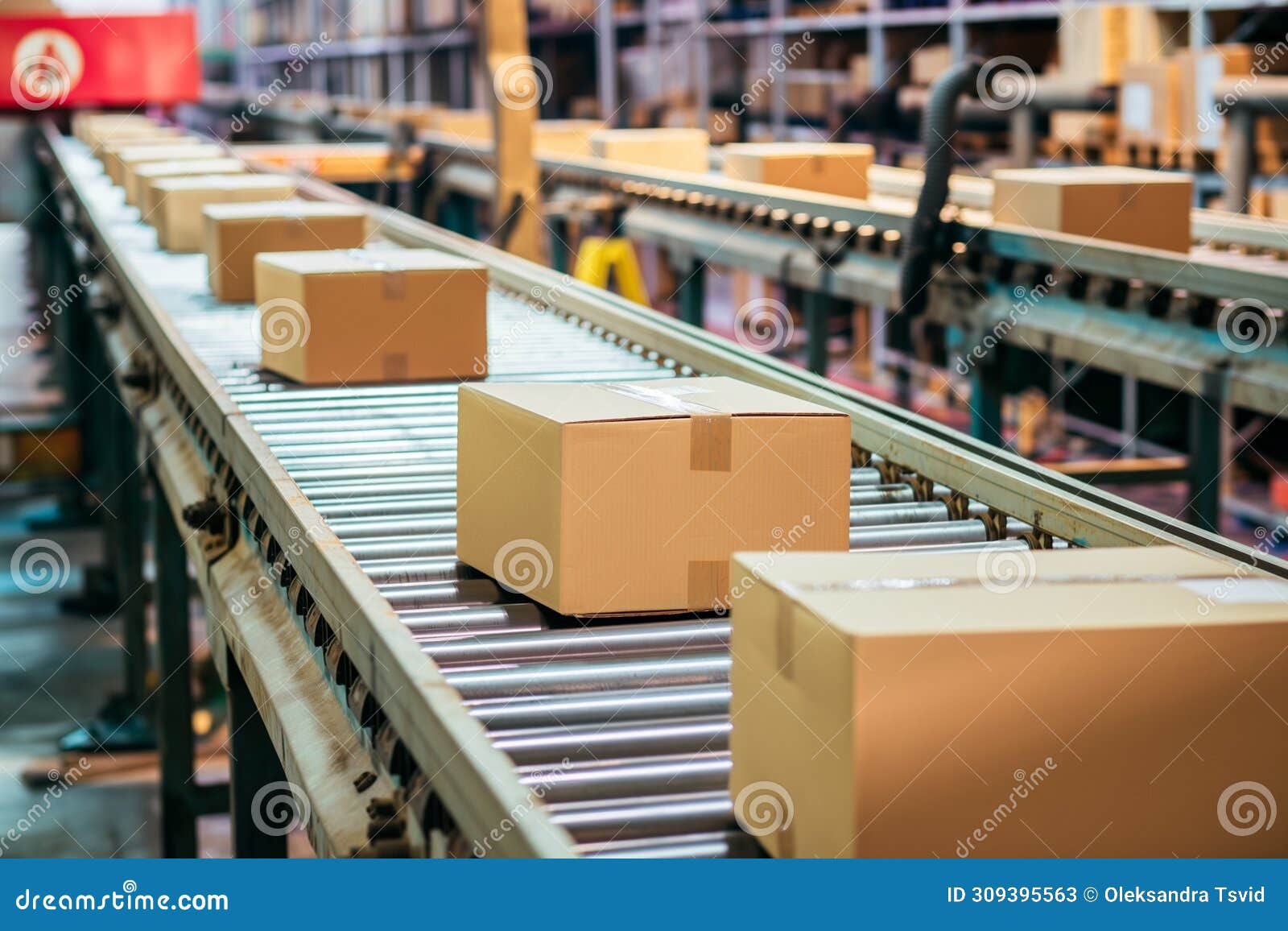 Cardboard Boxes on Conveyor Rollers Ready To Be Shipped for ...