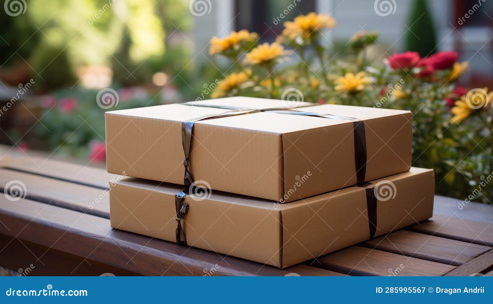Cardboard Boxes with Delivery. Boxes on the Street on the Outside Stock ...