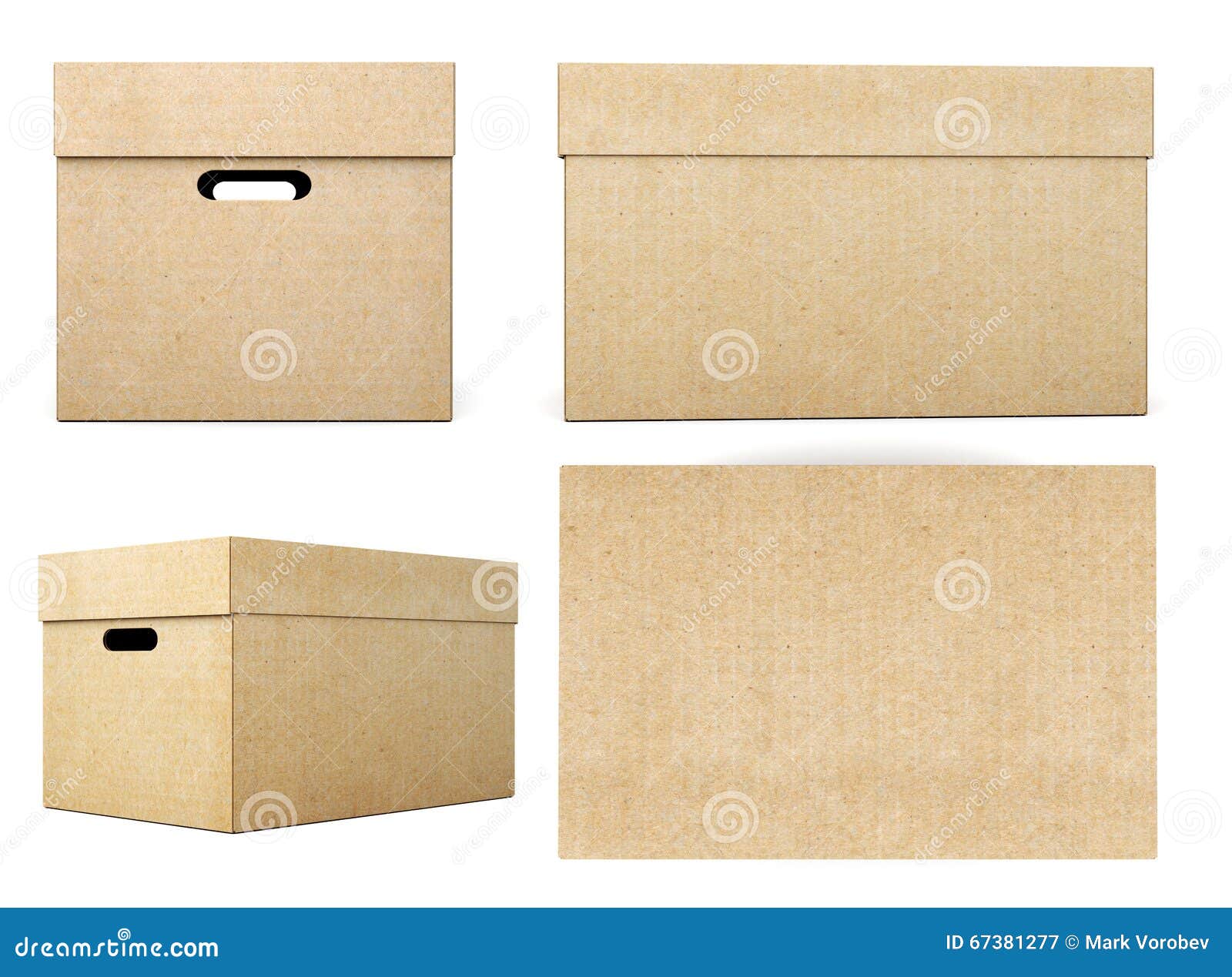 Cardboard Boxes with Different Angles on a White Background. 3d Stock ...