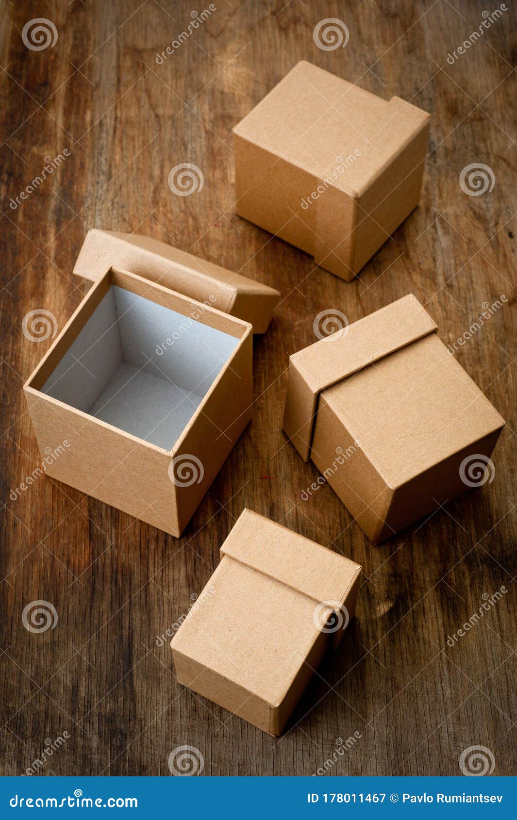 Cardboard Boxes of Different Sizes with Lids. Background for Gift ...