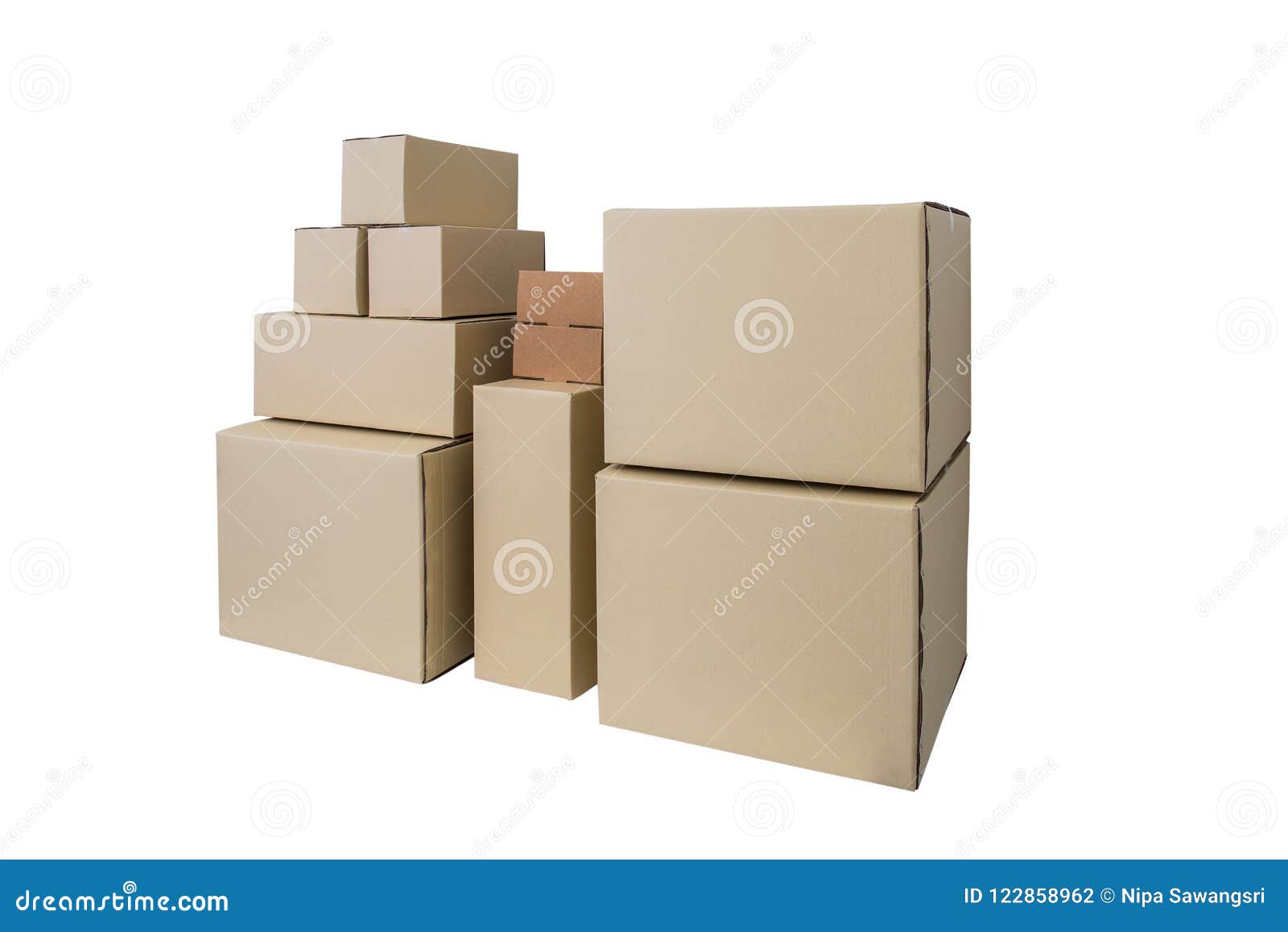 Cardboard Boxes in Different Sizes Stacked Boxes Isolated on White ...