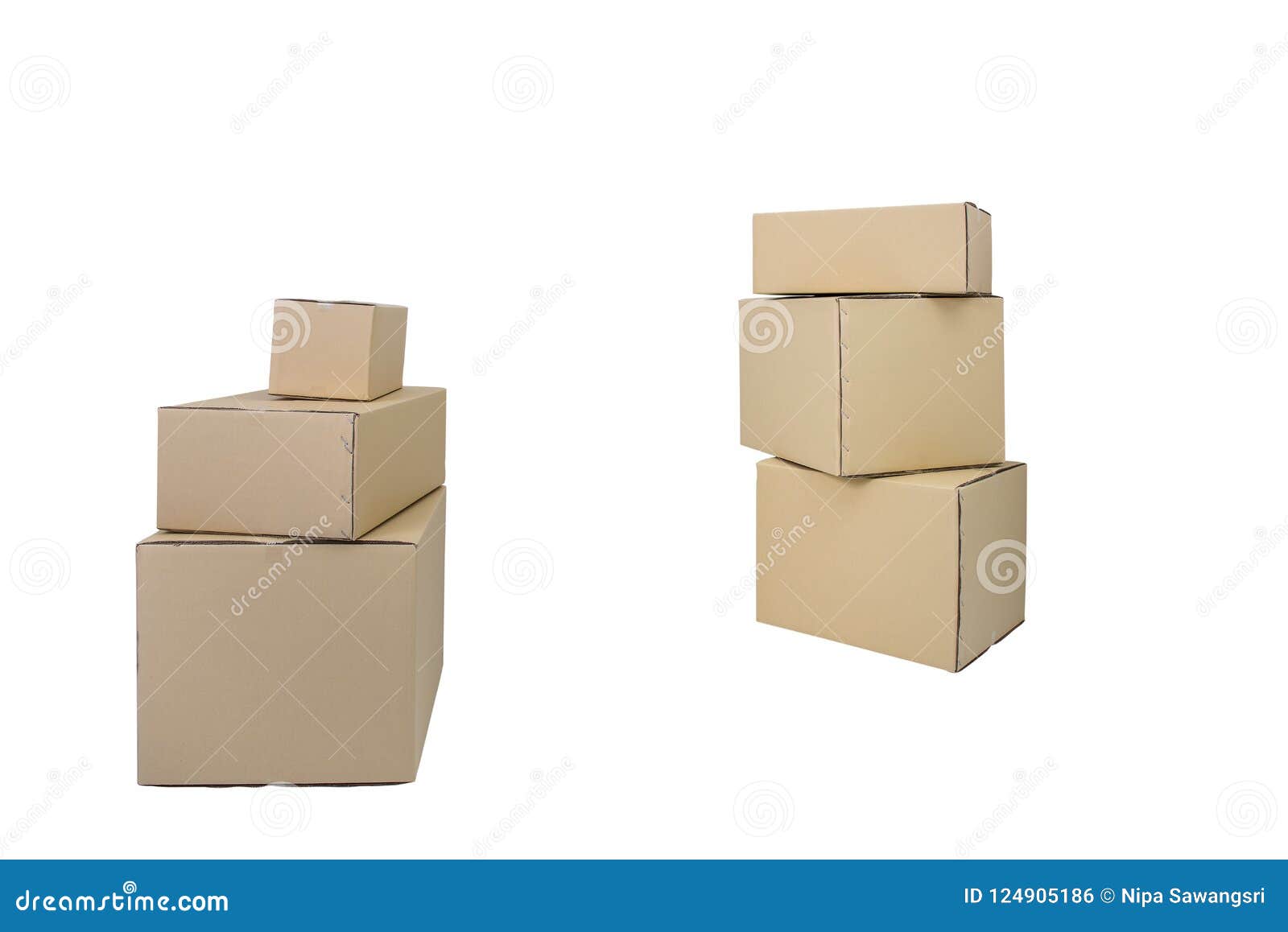 Cardboard Boxes in Different Sizes Stacked Boxes Isolated on White ...