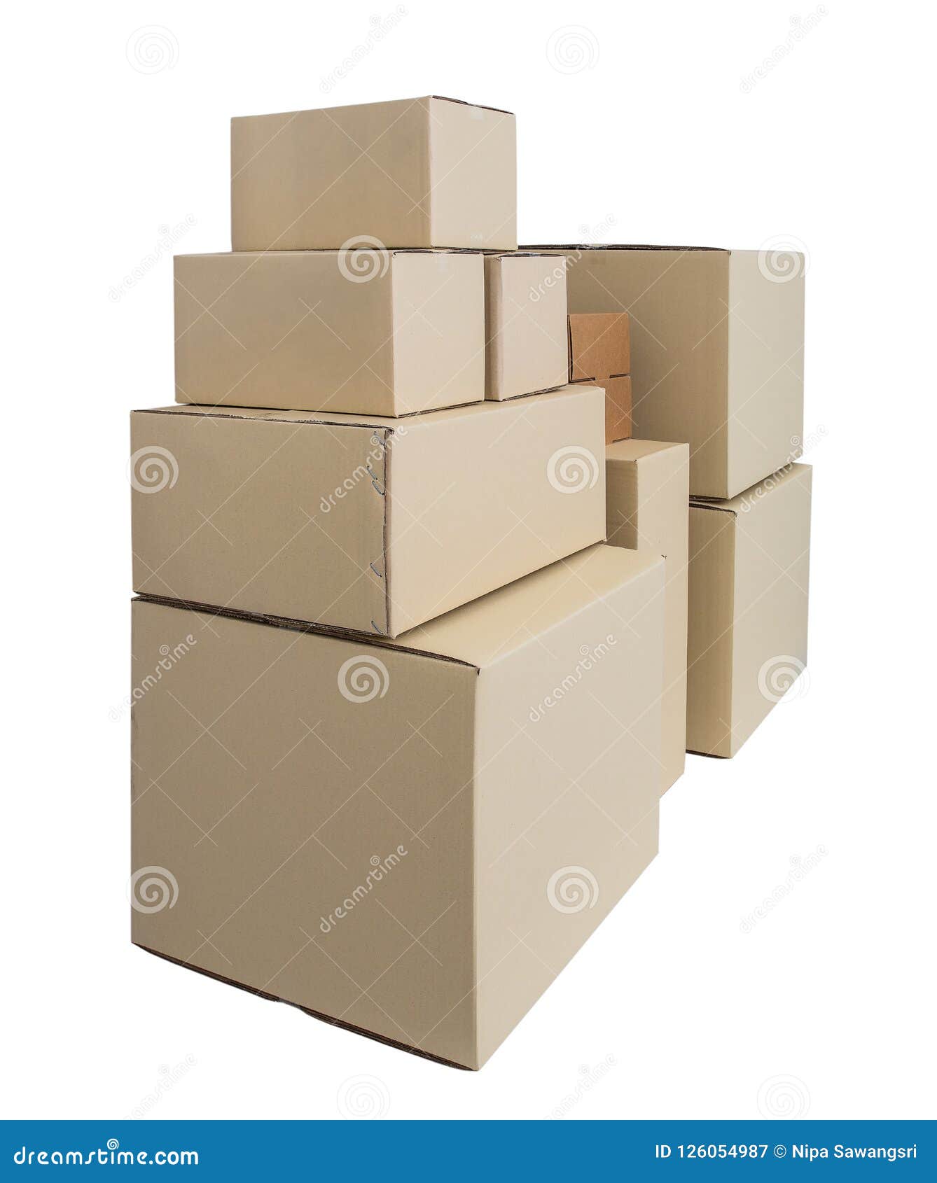 Cardboard Boxes in Different Sizes Stacked Boxes Isolated on White ...