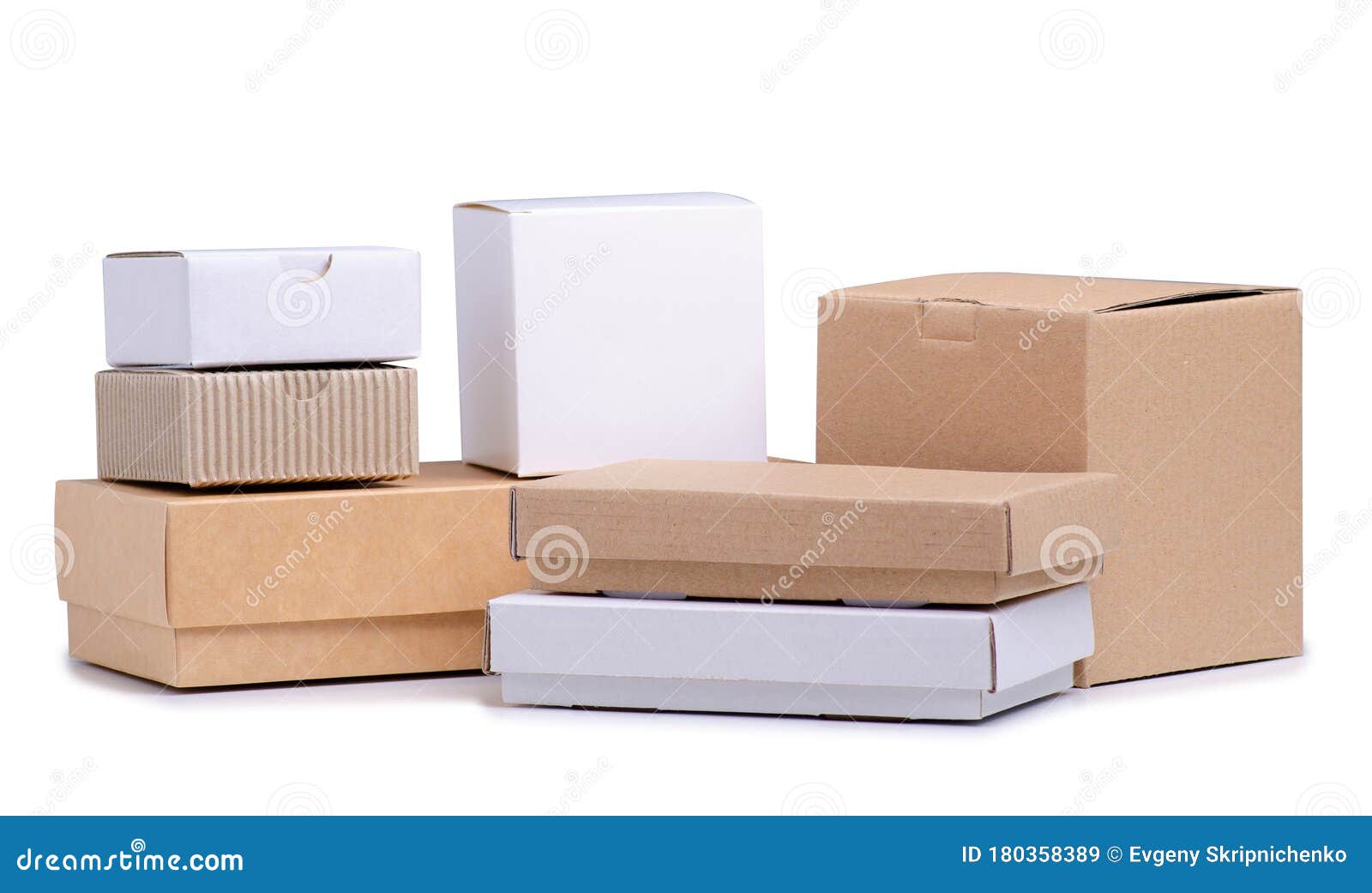 Cardboard boxes different stock image. Image of isolated - 180358389
