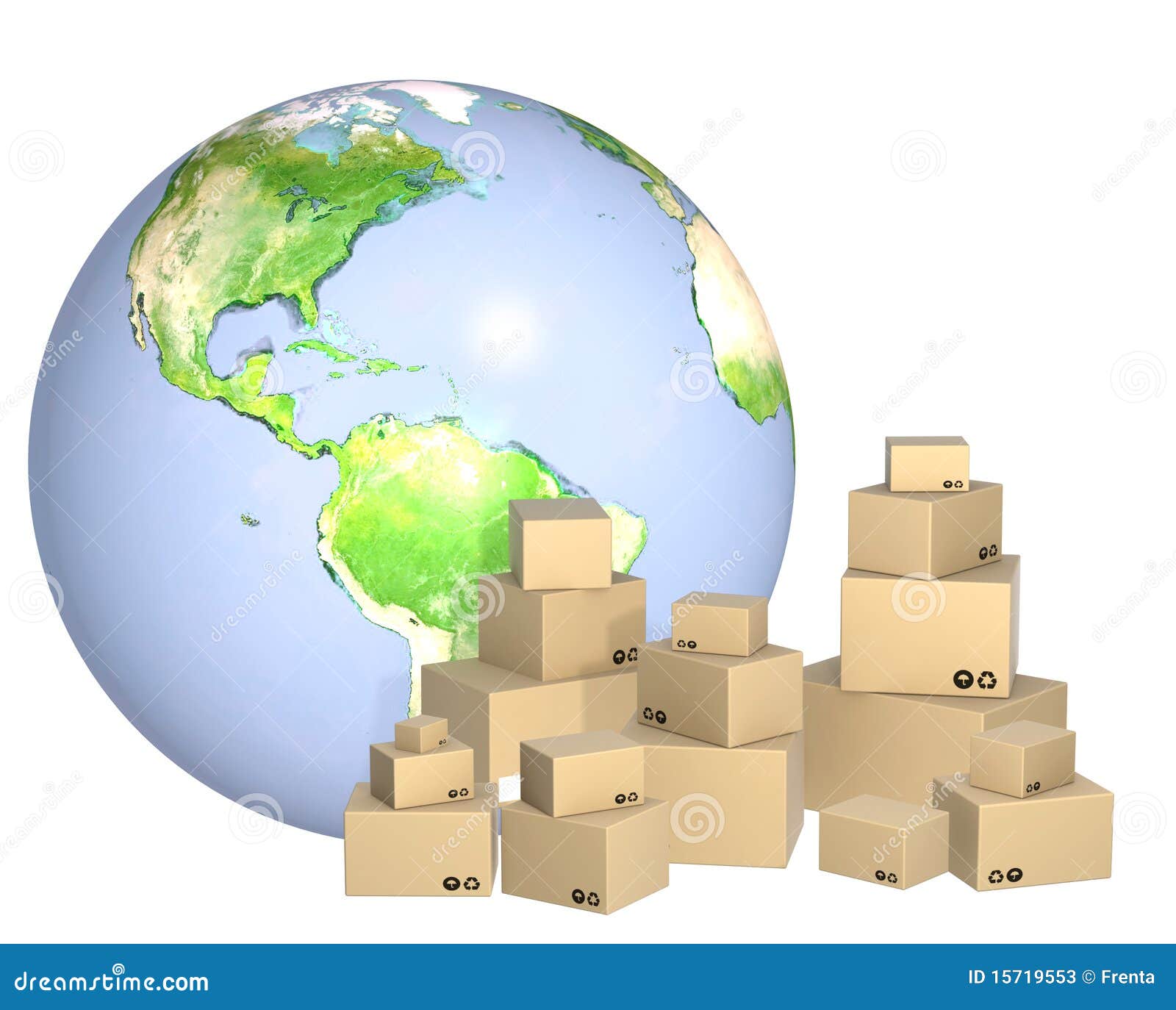 Cardboard boxes and Earth stock illustration. Illustration of packaging ...