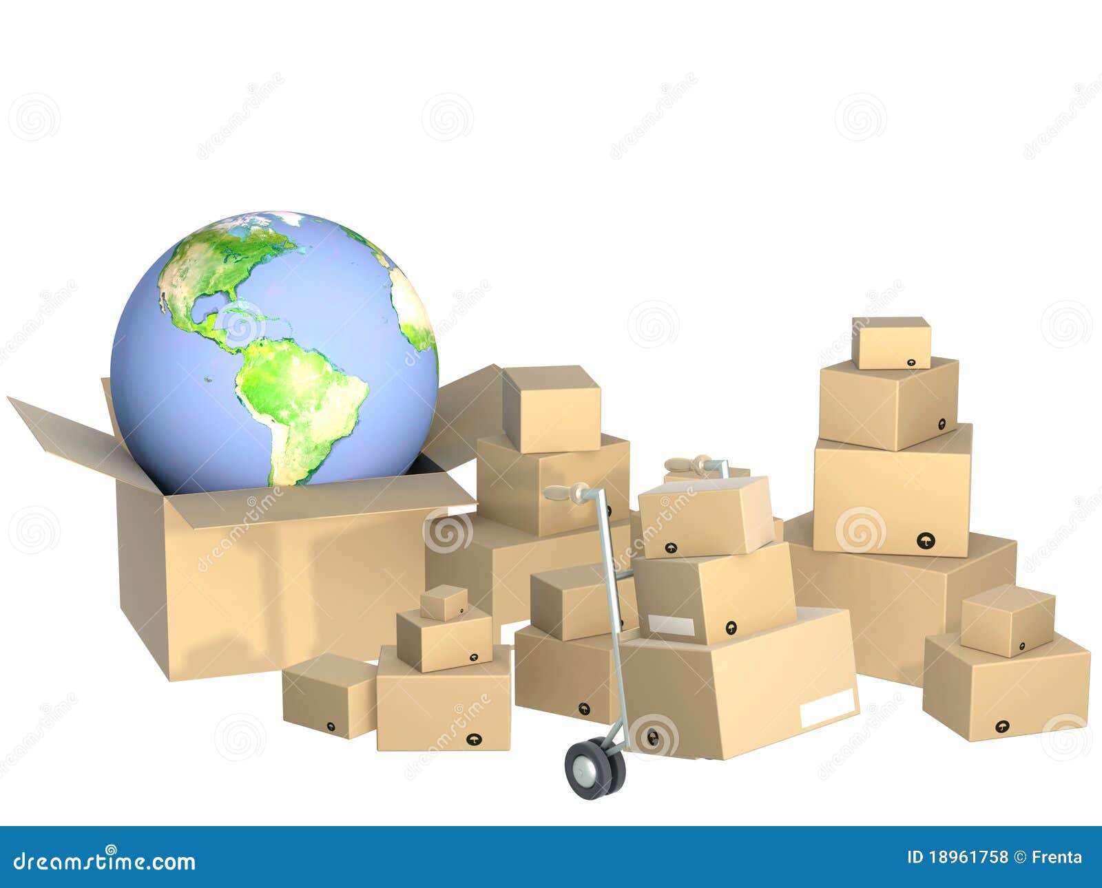 Cardboard boxes and Earth stock illustration. Illustration of planet ...