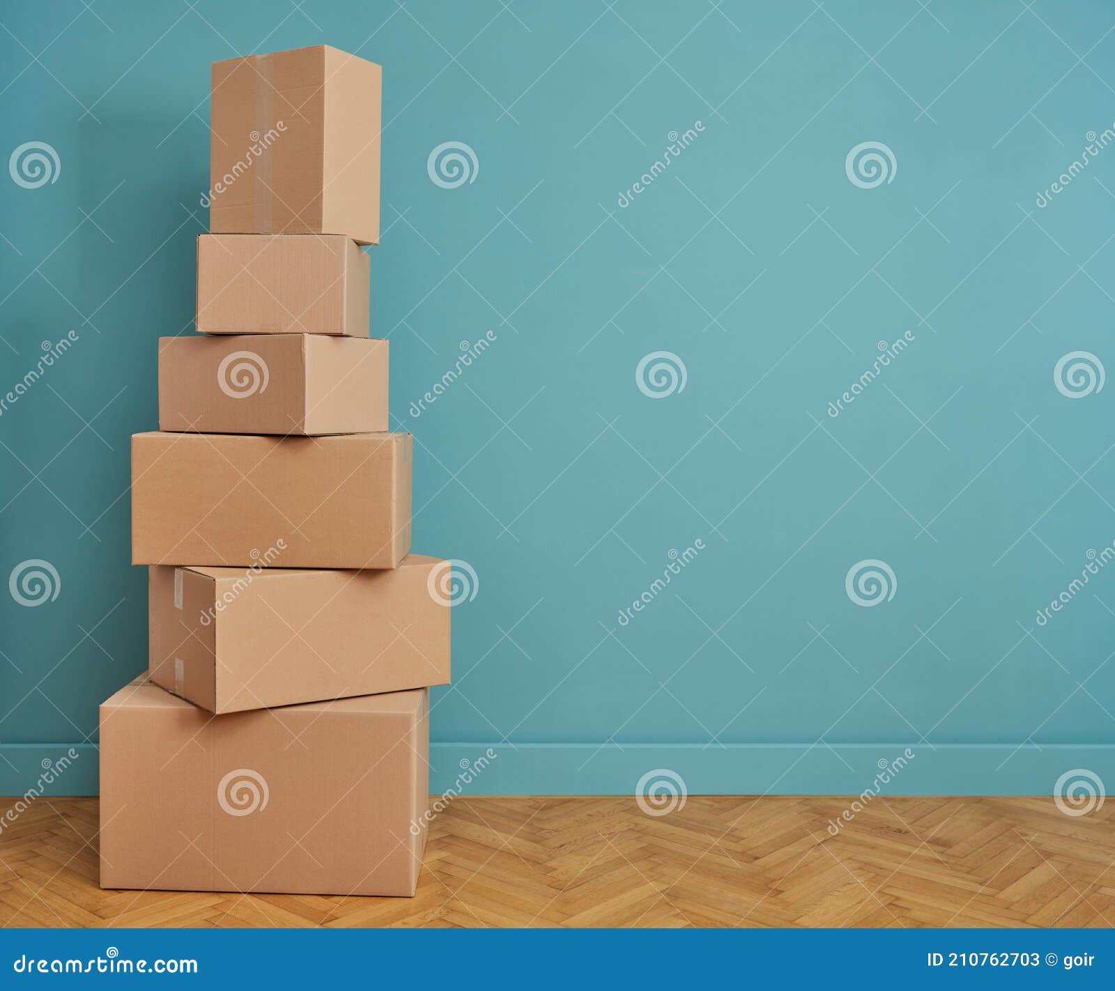 Cardboard Boxes in Empty Room Stock Image - Image of project, packing ...