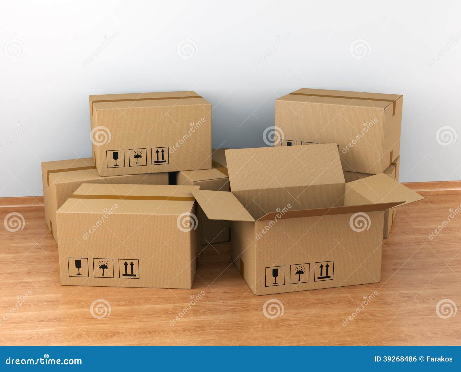 Cardboard Boxes in Empty Room Stock Illustration - Illustration of ...