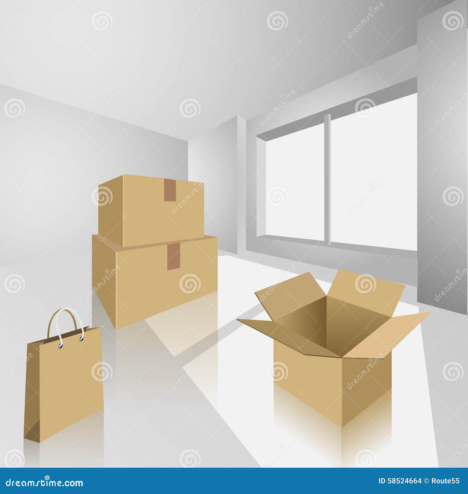 Boxes In Empty Room 3D Royalty-Free Stock Photo | CartoonDealer.com ...