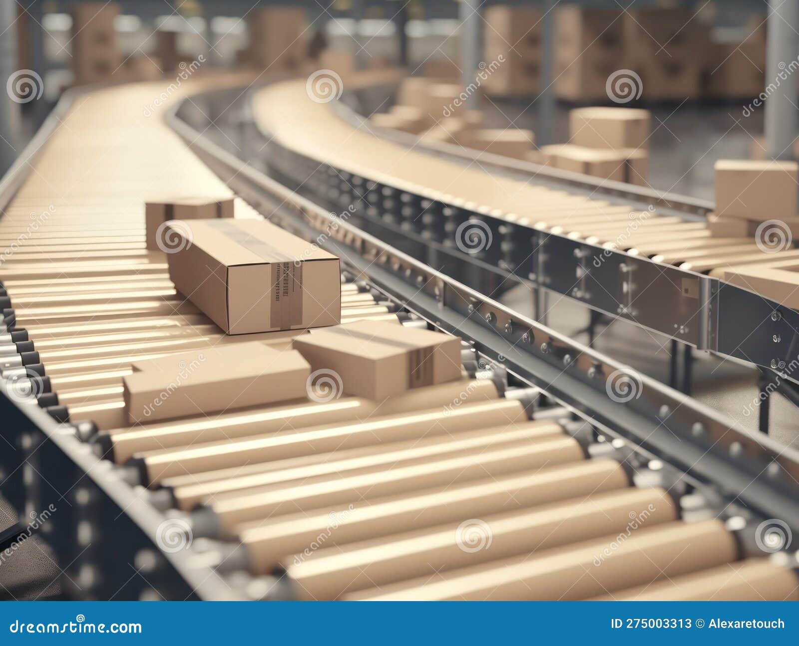 Cardboard Boxes Go Down the Mail Conveyor Stock Illustration ...