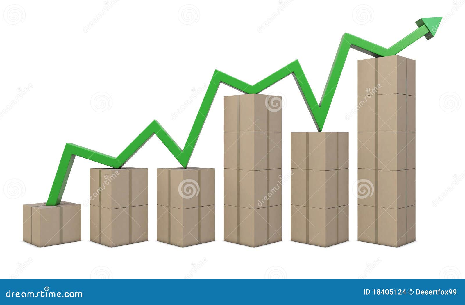 Cardboard Boxes And Green Line Like A Chart Royalty-Free Stock Image ...