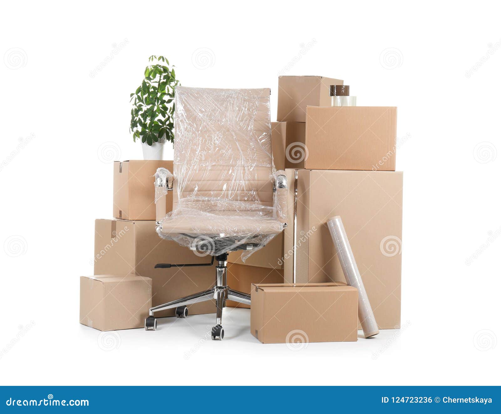 Cardboard Boxes and Household Stuff Stock Photo - Image of packing ...