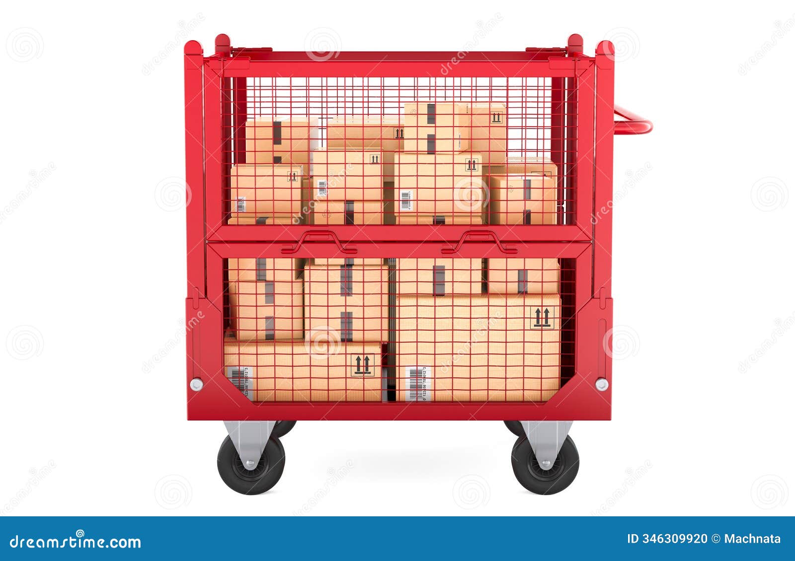 Cardboard Boxes Inside Collapsible Wire Mesh Pallet with Wheels, 3D ...