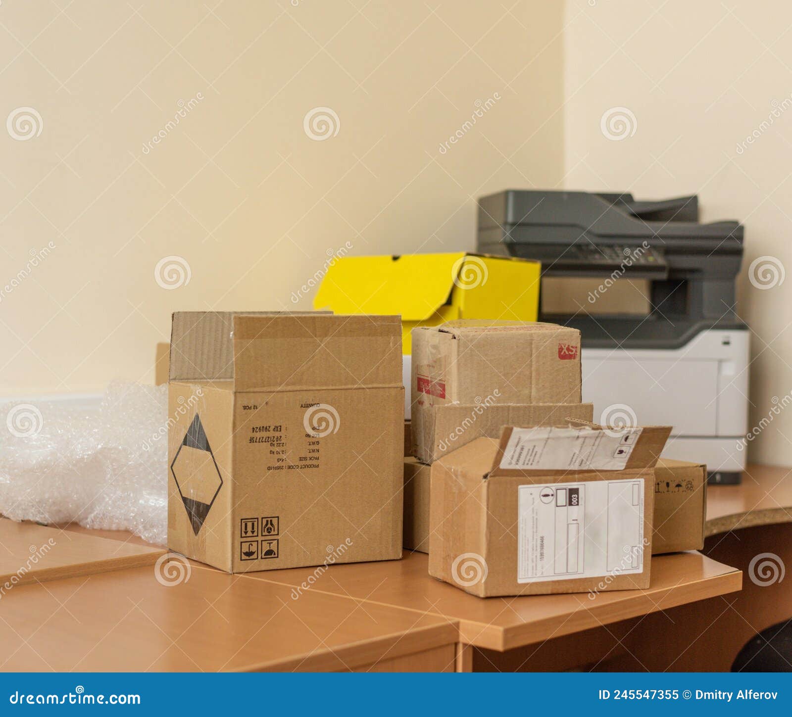 Cardboard Boxes for Mail and Parcel Delivery Stock Image - Image of ...