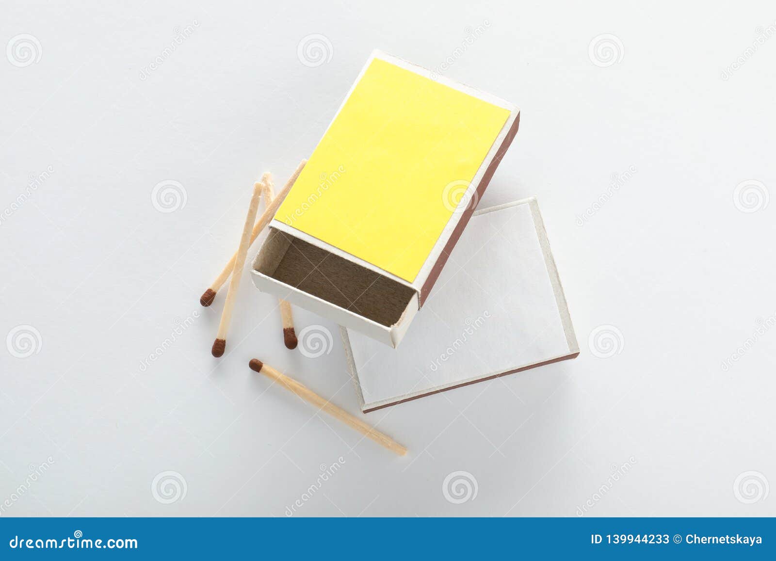 Cardboard Boxes and Matches on White Background, Top View. Stock Image ...