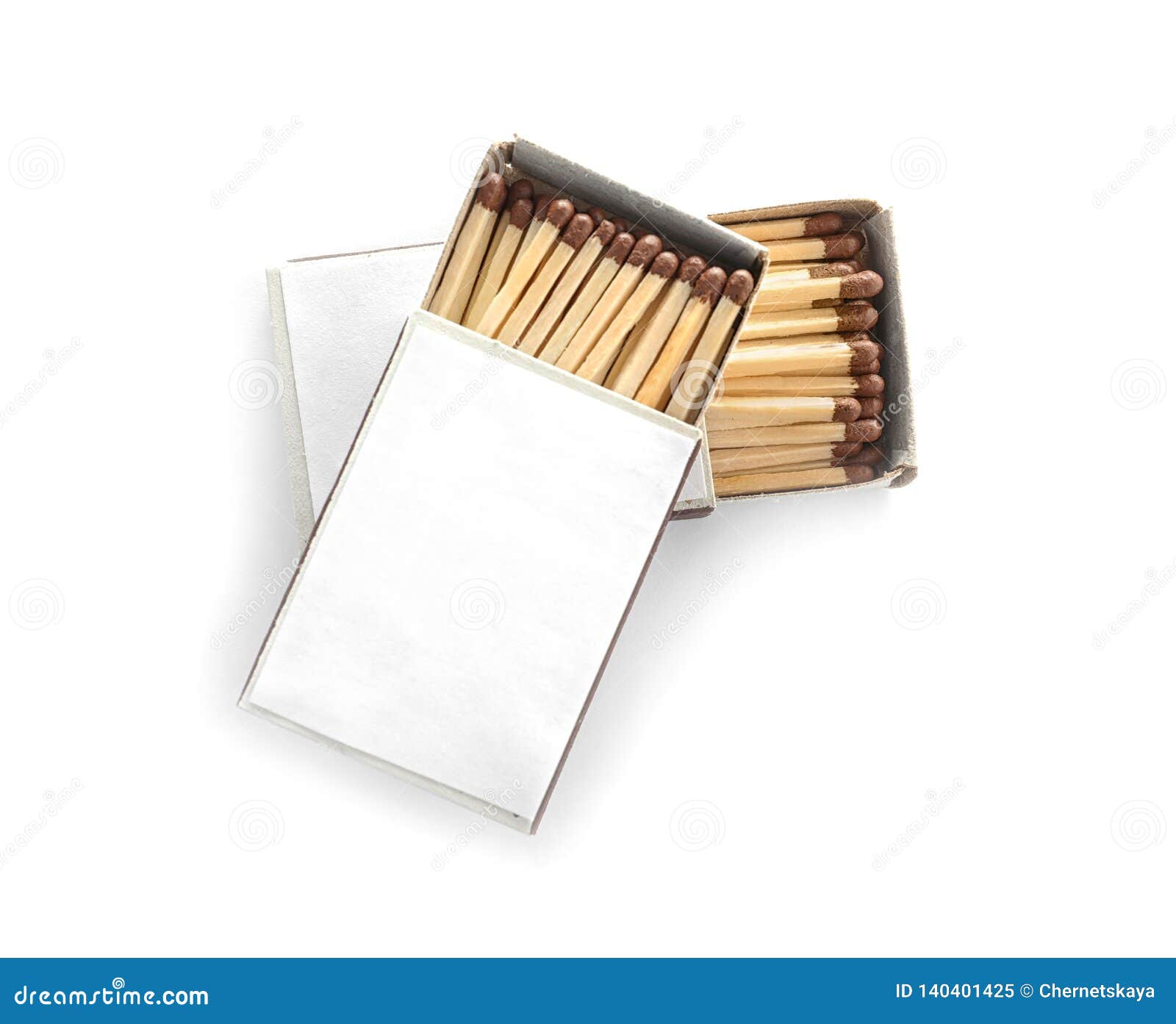 Cardboard Boxes with Matches on White Background, Top View. Stock Image ...