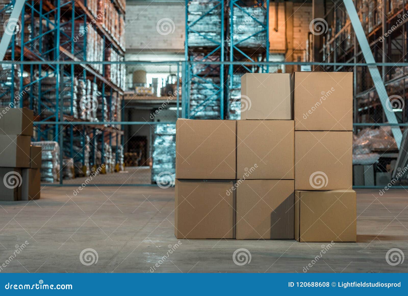 Cardboard boxes in modern stock photo. Image of cardboard - 120688608