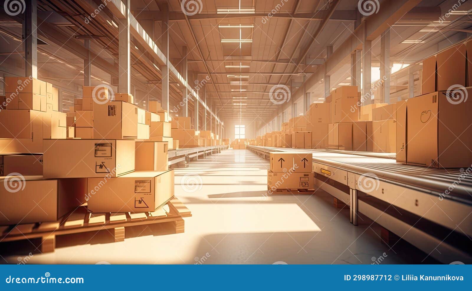 Cardboard Boxes Moving on a Production Line, Destined for a Warehouse ...
